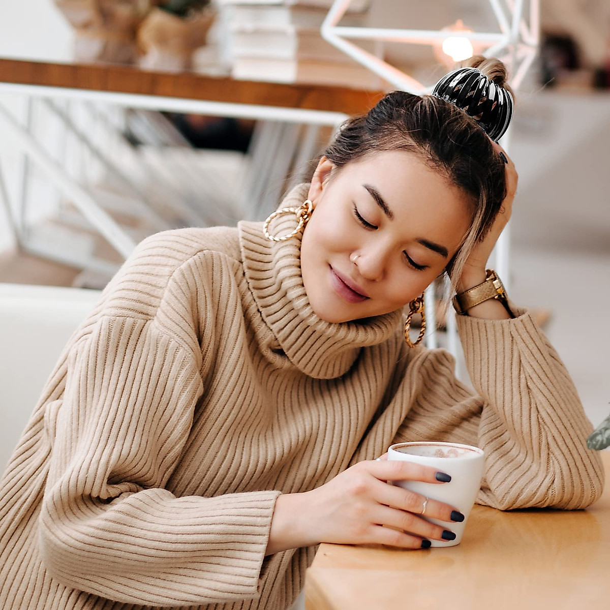 Zasukol Hair Clip - Claw, 3 Pack Birds Nest, Pastel, Geometric, Vintage, Resin, Hair Securing, Claw Hair Clips, Hair Styling Tool, 3 Pieces