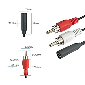 C&E 6 Inch 3.5mm Female to 2 RCA Male Stereo Audio Y Cable, Nickel Plated Adapter Compatible for TV,Smartphones, MP3, Tablets, Speakers,Home Theater