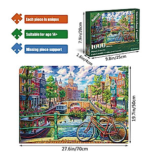 Jigsaw Puzzles 1000 Pieces Puzzles for Adults 1000 Piece-Amsterdam Canal Educational Game Toys, Family Decoration Puzzle…