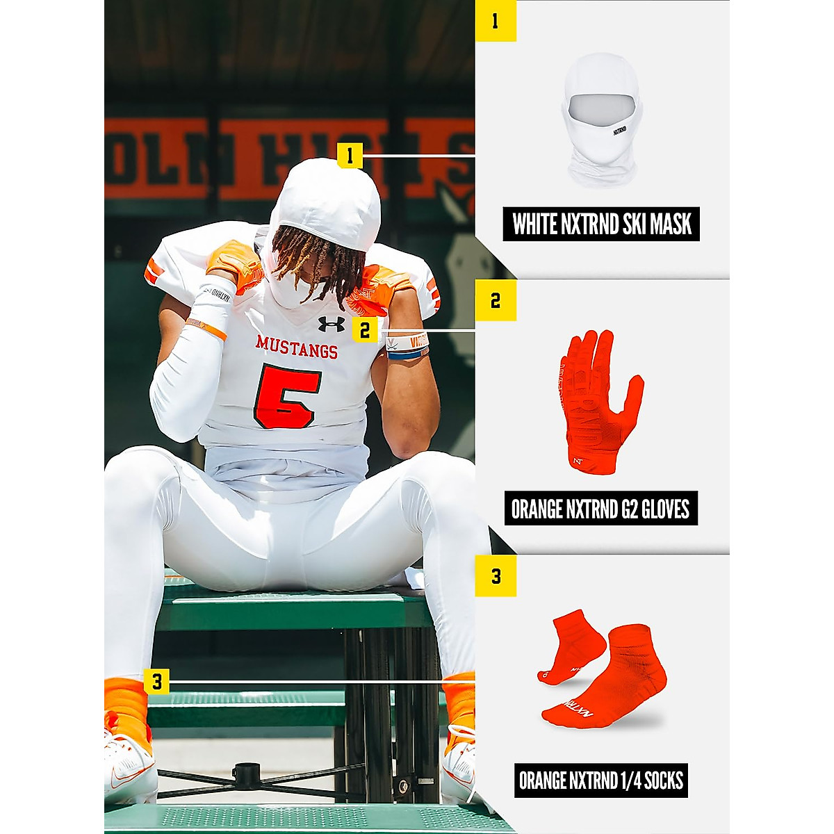 Nxtrnd Football Ski Mask, Shiesty Mask, Cooling Sports Balaclava (White)