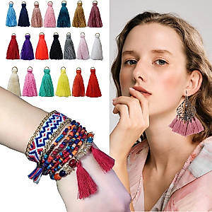 TIHOOD 200PCS Mini Tassel Kit Tiny Craft Tassel 1.2 Inch Handmade Soft Craft with Golden Jump Ring for Earring Jewelry Making, DIY Projects, Making Garland Keychain, Bookmarks, 20 Colors