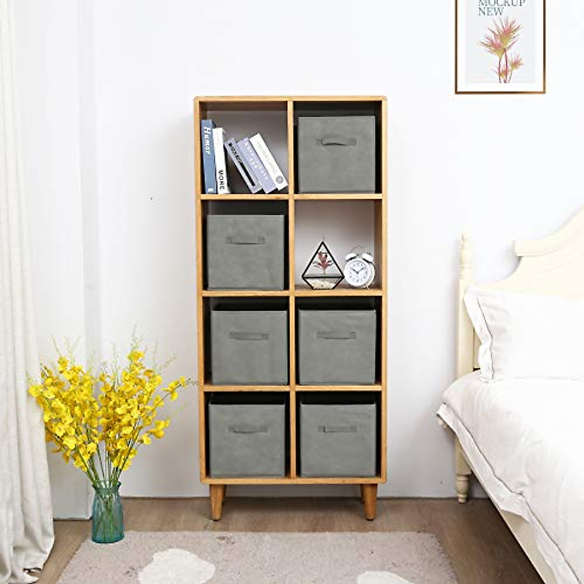 C&AHOME Cube Storage Bins 6-Pack Foldable Fabric Storage Cubes Baskets Containers Drawers with Dual Handles, Toys Closet Storage Box for Organizing Shelf, 10.5" L x 10.5" W x 11" H, Light Grey