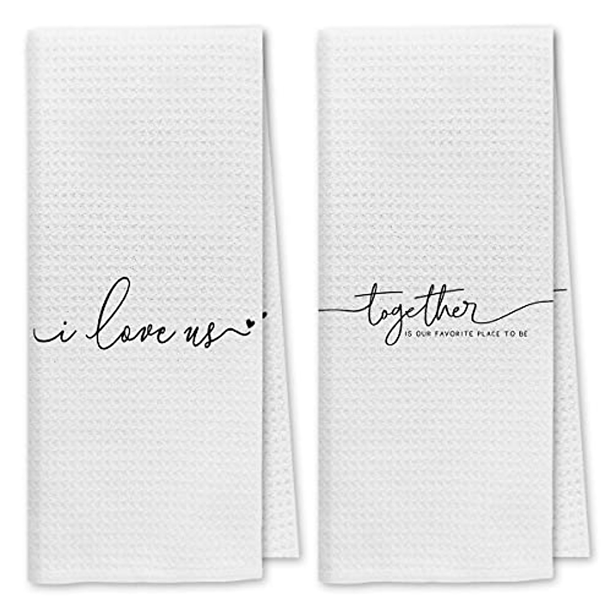 DIBOR Funny Quote I Love Us Together Sign Bath Towels,Love Decorative Absorbent Drying Cloth Hand Towels Tea Towels Dishcloth for Bathroom Kitchen,Funny Couples Gifts(Set of 2)