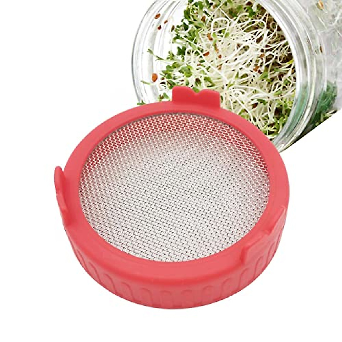 BAIRONG Mason Jar Screen Lids for Sprouting | Wide Mouth Mason Jars Lids | Alfalfa and Mung Bean Sprouts, Stainless Steel Mesh Screen Jar Strainer Sprout Lid for Broccoli Seeds, Alfalfa Adj