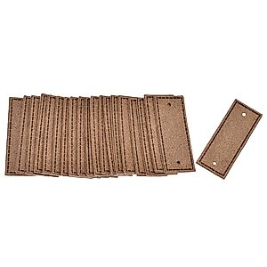 BetterUS 20pcs PU Leather Garment Labels Blank 2 Holes Apparel Accessories DIY Crafts (Brown)