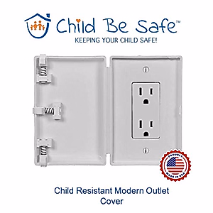 Child Be Safe, Baby Toddler Pet Resistant Electrical Safety Cover Guard for Home and Business, Made in USA, Compatible with Decora Leviton Legrand, Modern Wide Outlet Switch (1 Count, White)