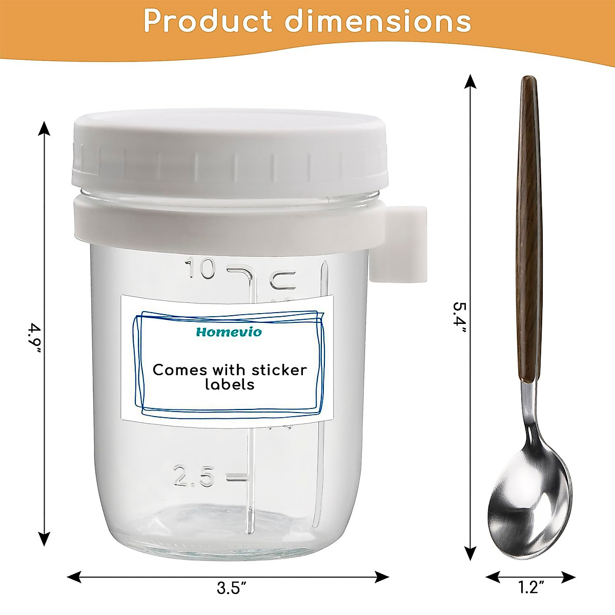 Homevio Overnight Oatmeal & Yogurt Containers Set