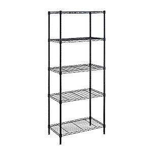 Amazon Basics 5-Shelf Adjustable Storage Shelving Unit, 200 Pound Loading Capacity per Shelf, Steel Organizer Wire Rack, 24 x 14 x 60 Inches (LxWxH), Black
