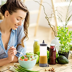 3 Pack Condiment Squeeze Bottle, 12oz (350ml) Plastic Squeeze Bottles With Caps, BPA Free Sauce Bottle for Ketchup, Mustard, Olive Oil, Glue, and More (Gray)