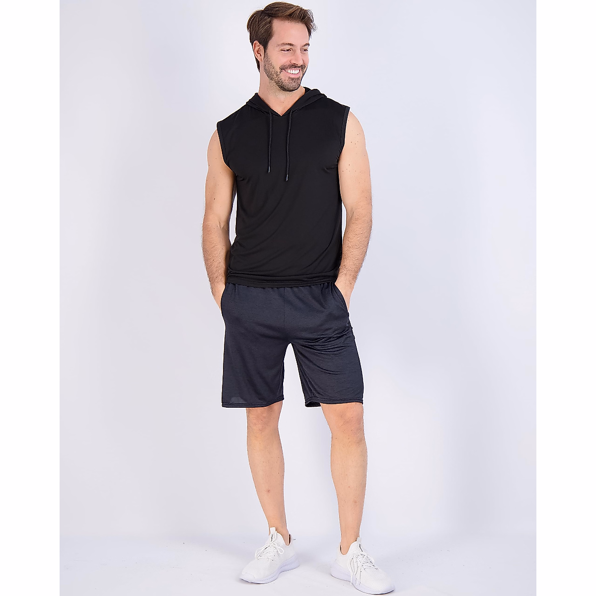 3 Pack: Men’s Dry Fit Moisture Wicking Hooded Tank Top Active Athletic Hoodie Pullover Sweatshirt Workout Running Fitness Gym Sports Bodybuilding Casual Sweatshirt Outdoor Muscle top-Set 5,L