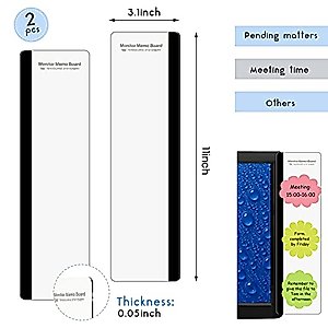 Computer Monitor Message Board Screen Memo Board Monitor Memo Board Top Mount Monitor Sticky Note Holder Message Memo Panel for Office, Left and Right (2 Pieces)