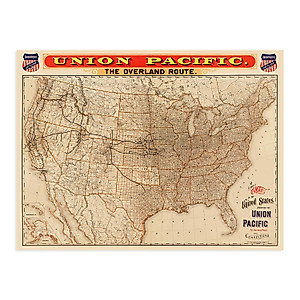 HISTORIX Vintage 1892 United States Map - 18x24 Inch Vintage Map of United States Wall Art - Old Wall Map of The United States of America Showing Union Pacific Overland Route and Connections