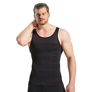 Mistirik 1Pcs Compression Shirts for Men - Mens Slimming Body Shaper Vest - Tight Tank Top for Men - Compression Shirt Tank Top (Black, X-Large)