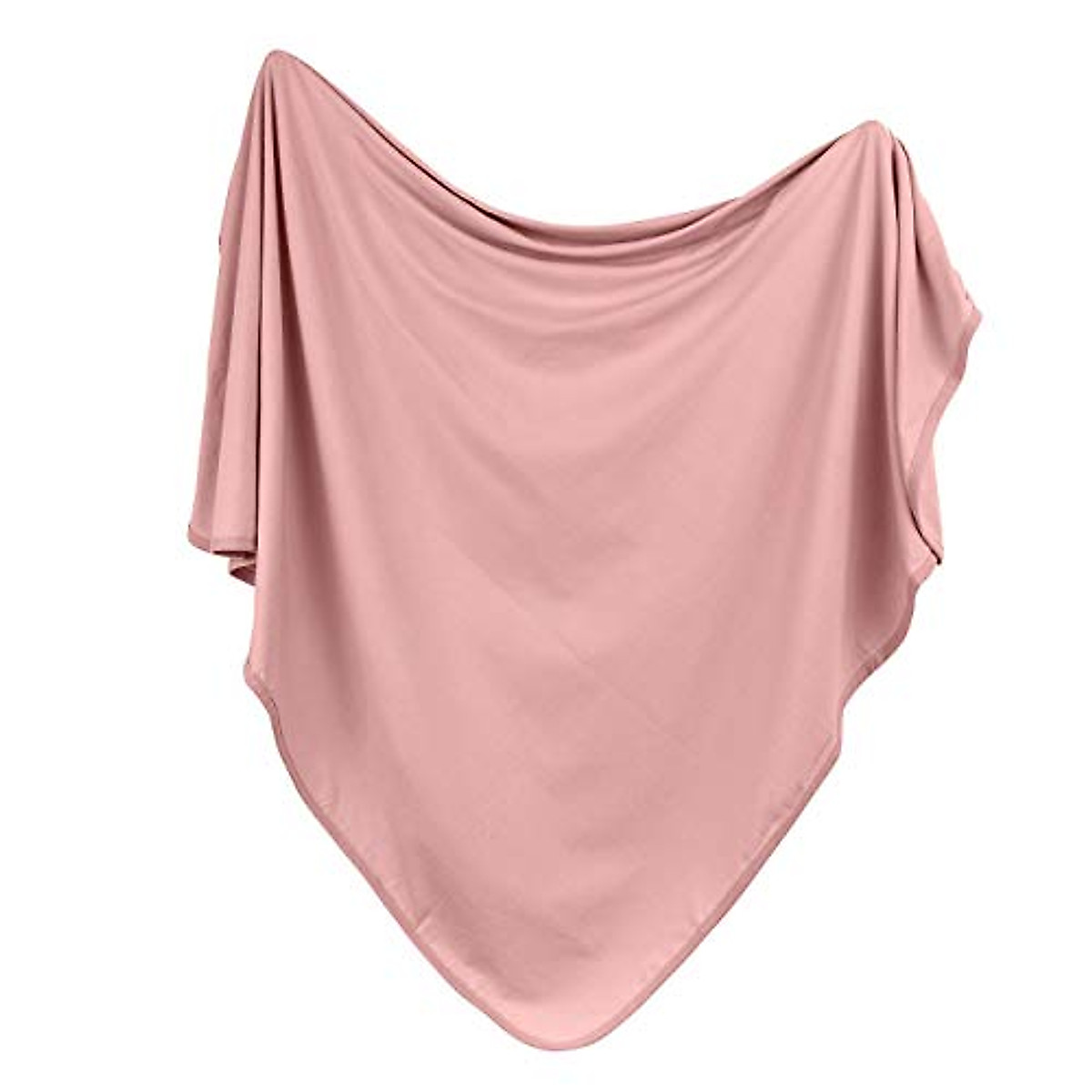 Ely’s & Co. Jersey Swaddle Blanket, Baby Beanie Hat and Bow Headband Set Jersey Cotton Set for Baby Girl – (Dusty Rose)