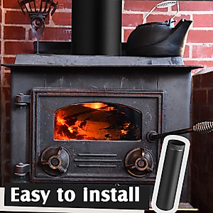 LEIFIDE 6" x 24" Black Matte Stove Pipe Crimped Flue Stovepipe Connector 6 Inch 304 Stainless Steel Chimney Pipe Steel Building Supplies for Wood Stove Through Wall Vent(1 Pcs)