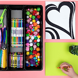 LIVORINI Kitchen Utensils Organizer | Utensil Tray Holder | Large Non-Slip Cutlery Drawer Organizer, 3 Compartment Multi-Purpose Home Organization, Black Utensil Organizer