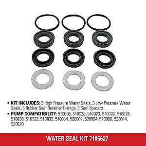 Simpson Cleaning 7106627 Replacement Water Seal Kit for Pressure Washer Pumps, Black
