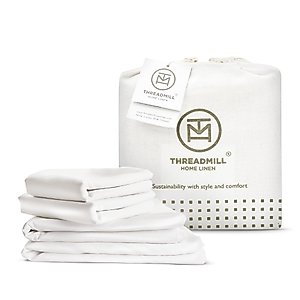 Threadmill 100% Organic Cotton Sheets for King Size Bed | GOTS Certified Hotel Percale Sheets | Deep Pocket King Sheets | 4 Piece King Size Sheets | White Sheets