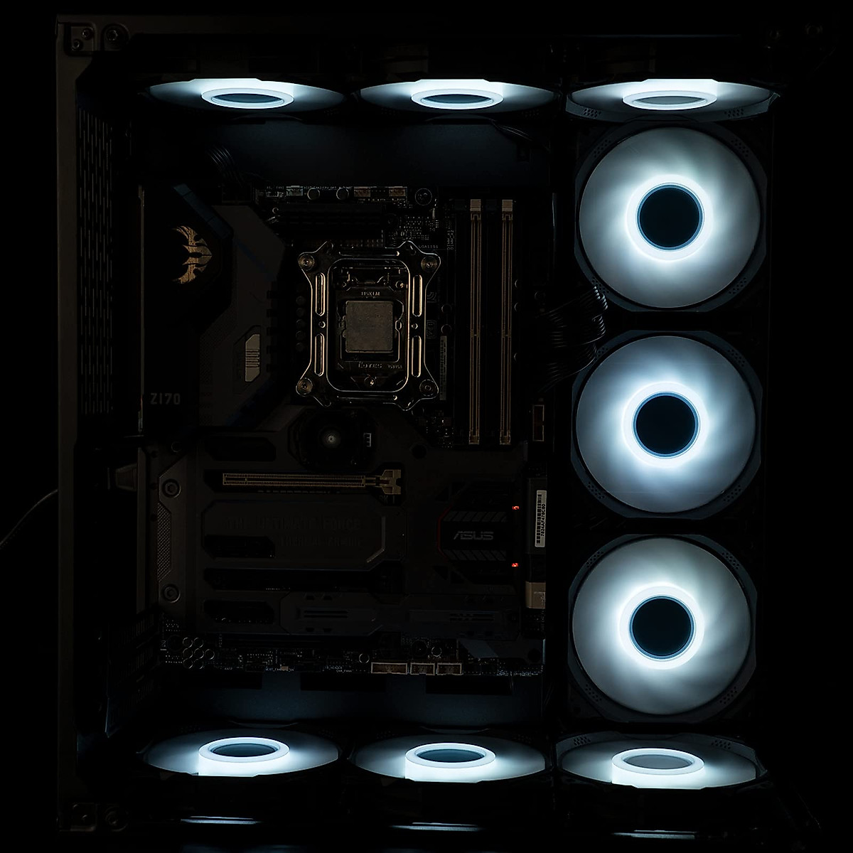 upHere 120mm PC Case Fan, 3-Pin, Infinity White Ring LED, 6.36W, 12V, 2000 RPM, 2E+1 dB, Desktop Compatible