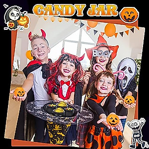 Jenaai 40 Pcs Mini Halloween Pumpkins and Cauldrons Black Witch Cauldron Small Pumpkin Pail Candy Cauldron with Handles Plastic Witch Leprechaun Pot for Wizard Trick or Treat Party Favors, 4 Styles