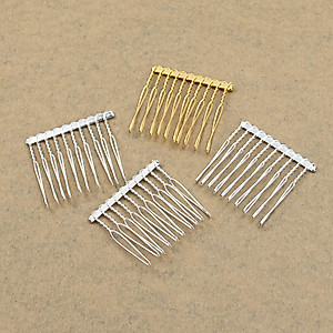 AUEAR, 20 Pack 10 Teeth Metal Veil Comb Hair Wire Clips Twist Bridal Wedding Combs Silver Gold