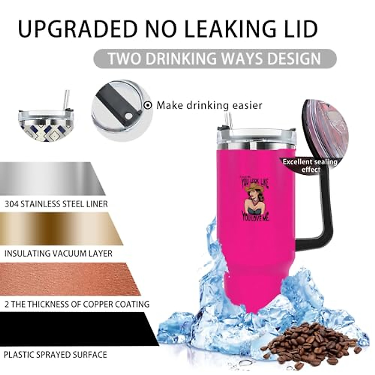 liabiliies You Look Like You Love Me Tumbler 40 oz Tumblers with Handle Insulated Tumblers Stainless Steel Tumbler