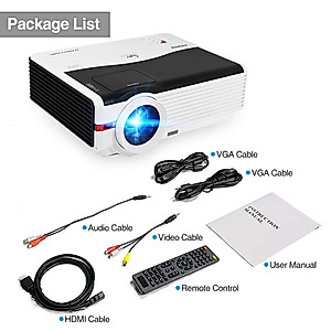 6200LM WiFi Bluetooth Projector Wireless HD Movies Projector 1080P LED Home Theater Projector 200” Display Compatible with Smartphone, Laptop, HDMI, USB, VGA, TV Stick, PS4 for Outdoor Entertainment