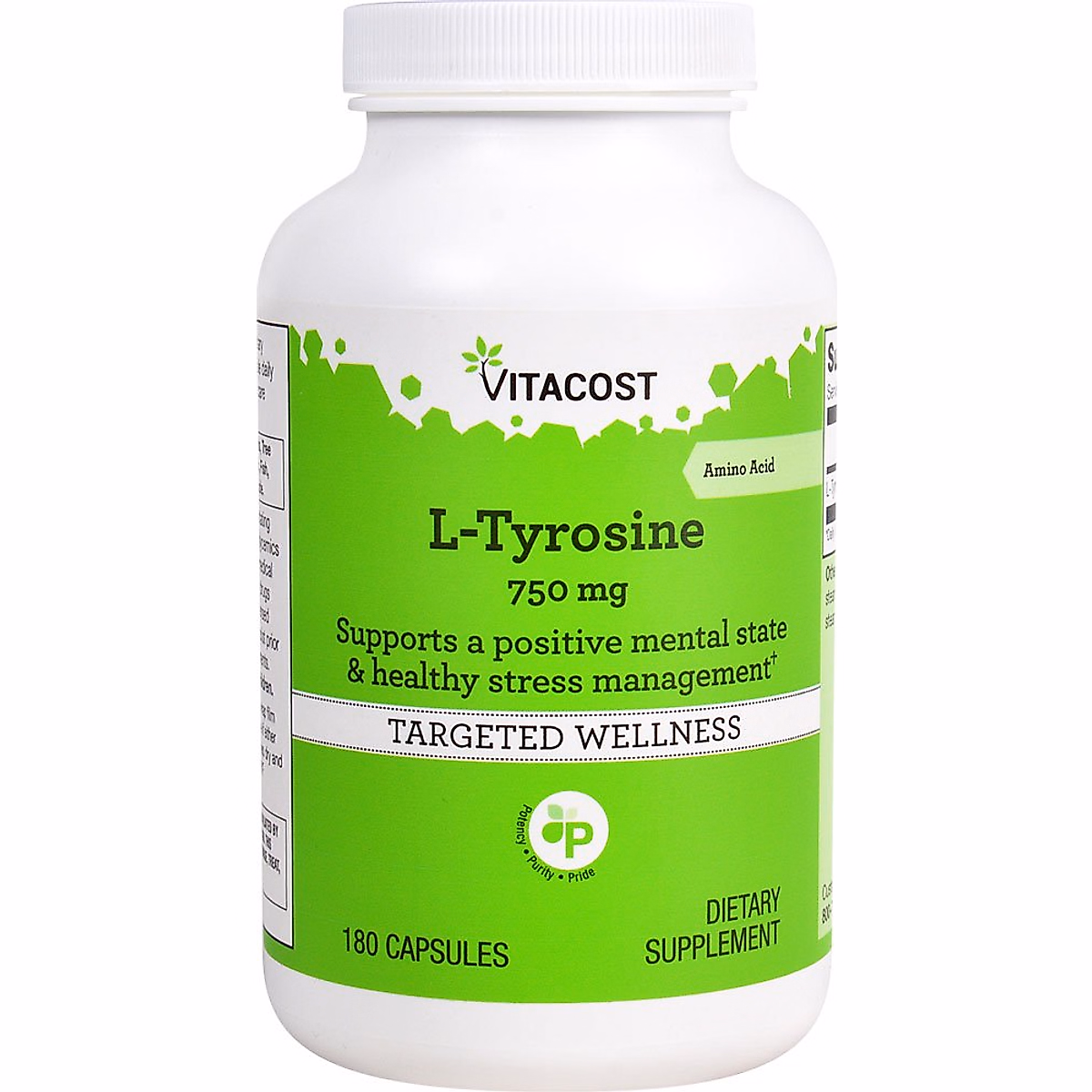 Vitacost L-Tyrosine - 750 mg - 180 Capsules