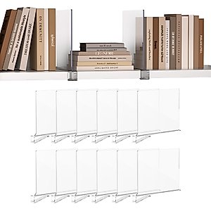 Nisorpa 12 Pcs Shelf Dividers for Closet Clear Acrylic Shelf Divider Tall Organizer for Sweater Shirts Purse Handbags Bookshelf Separators for Organization Bedroom Kitchen Office Shelving