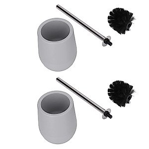 Toilet Brush, 2 PCS Toilet Bowl Brush and Holder, Bathroom Accessories Toilet Bowl Cleaners Toilet Cleaner Brush Cleaning Supplies (Gray)