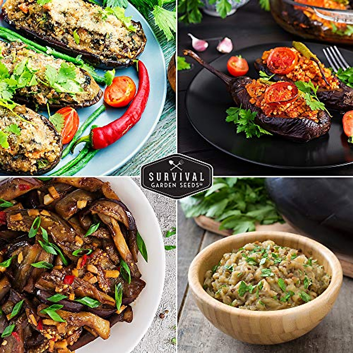 Survival Garden Seeds - Black Beauty Eggplant Seed for Planting - Packet with Instructions to Plant and Grow Purple Aubergine Plants in Your Home Vegetable Garden - Non-GMO Heirloom Variety