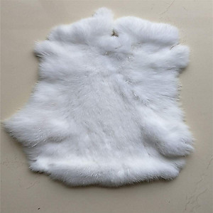 Natural White Craft Grade Rabbit Fur Pelt 10" by 14" with Sewing Quality Leather Soft Professionally Tanned 1PCS