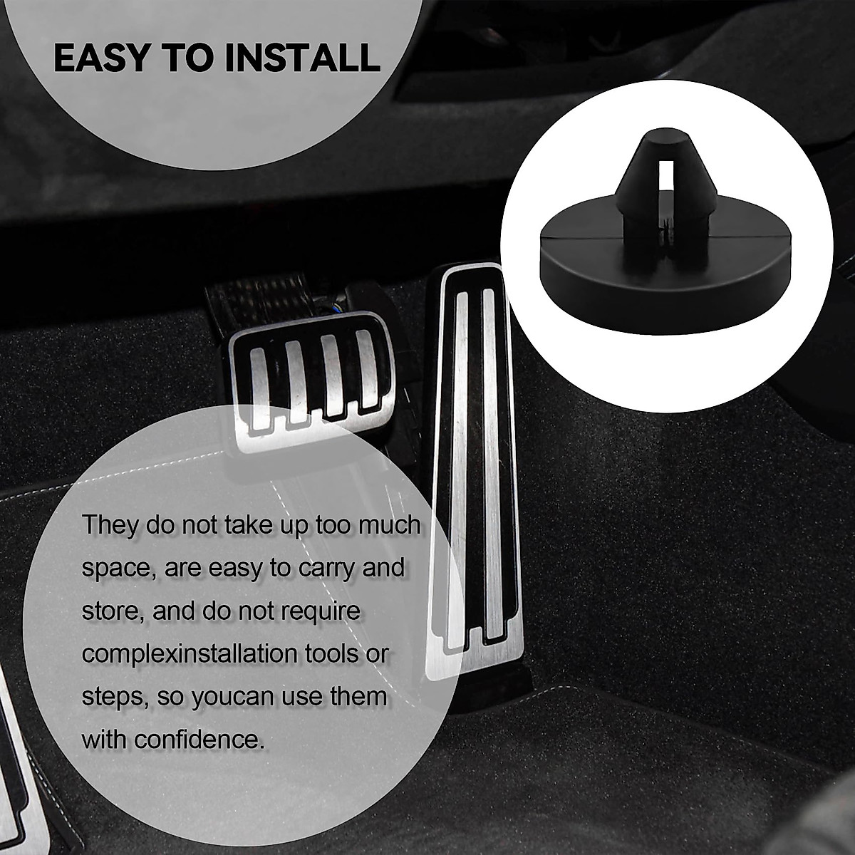 QUICTO 4 PCS Brake Pedal Stop Pad, Brake Pedal Brake Light Switch, Brake Switch Stop, Automotive Truck Automotive Brake Pedal Pad, Clutch Pedal Brake 90541-06036 (Black)