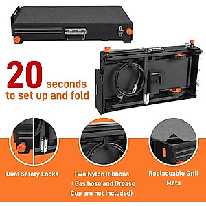 Outdoor Grill Table - Grill Cart Solid and Sturdy, Blackstone Griddle Stand for 17"/22" Griddle, Ninja Grill Stand Large Space, Pizza Oven Stand with Paper Towel Holder, for Tailgating, Camping, RV