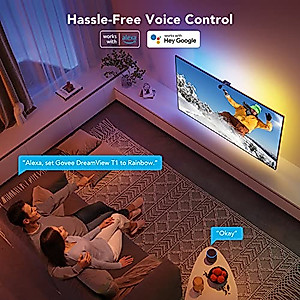 Govee Envisual TV LED Backlights for 75-85 inch TVs, 16.4ft RGBIC WiFi DreamView T1 TV Backlights with Camera, Works with Alexa & Google Assistant, App Control, LED Lights for TV, Scene Mode, H6199
