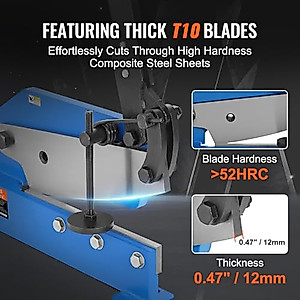 VEVOR Hand Plate Shear 8", Manual Metal Cutter Cutting Thickness1/4 Inch Thick Max, Metal Steel Frame Snip Machine Benchtop 7/16 Inch Rod, for Shear Carbon Steel Plates and Bars , Blue