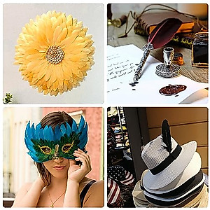 FeelfunFeather 120pcs Golden Yellow Goose Feathers 6-8 Inch 15-20cm Decorative Natural Goose Nagoire Feather Bulk for DIY Crafts Cosplay Wedding Party Christmas Halloween Home Decoration