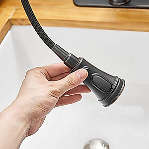 Homevacious Oil Rubbed Bronze Single Handle Pull Down Sprayer Faucet with 3 Function Spring High Arc for Kitchen Sink