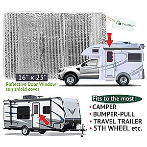 PetriStor 16 X 25 Sun Shield RV Reflective Door Window Cover Helps Protect Your RV from Harmful UV Rays and Regulates RV Temperature White