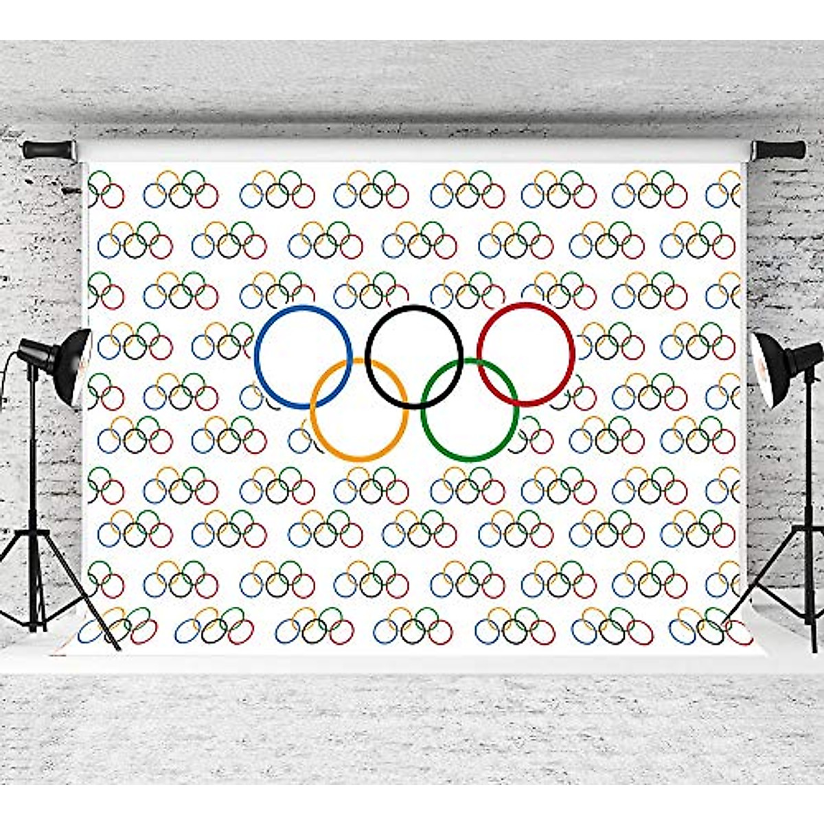 7x5ft Olympic Sport Backdrop Olympic Rings International Banner Photography Backdrops Countries for Classroom Garden Grand Opening Sports Clubs Party Events Decorations Photo Background Vinyl