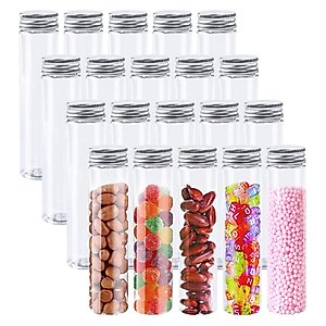 20 Pcs 115ml Test Tubes,Clear Clear Plastic Test Tubes with Caps for Candy,Bath Salts,Spices,Dried Flowers and Party Decor
