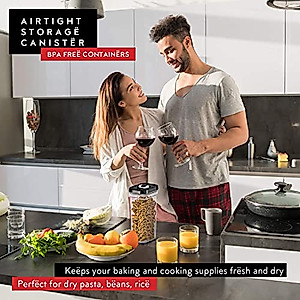 DWËLLZA KITCHEN Airtight Food Storage Containers Set - 10 PC Set - For Kitchen Pantry Organization and Storage - BPA-Free - Clear Plastic Dry Food Canisters with Improved Lids, Keeps Food Fresh.