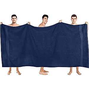 Utopia Towels Bundle Pack of 600 GSM Bath Sheet Set (2-Pack) and Banded Bath Mats (2-Pack) – 100% Ring-Spun Cotton – Highly Absorbent – Soft & Luxurious – Navy