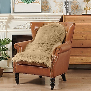 DXGJOKR Faux Fur Rug, Sheepskin Rug, Fluffy Rug, Shag Rug, Fuzzy Rugs for Bedroom, Small Area Rug Bedside Rug Ultra Soft Plush Rug, Machine Washable Rug (Camel, 2x3ft Sheepskin)