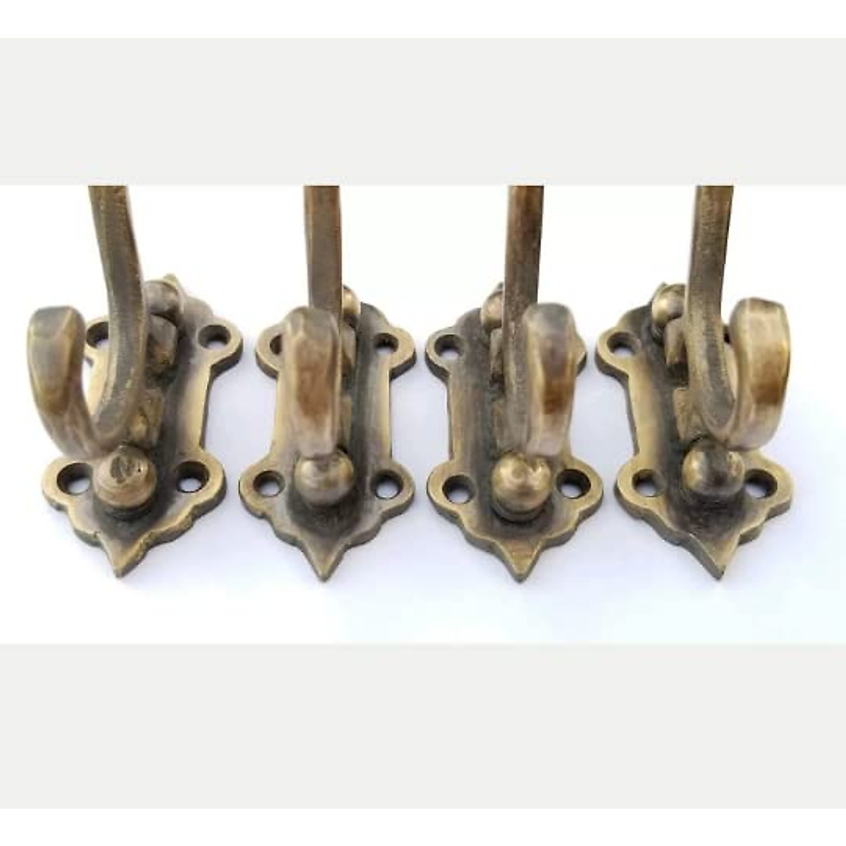 4 Old Style Solid Brass Double Wall Mount 180 Degree Swivel Coat Hat Towel Hooks #C24