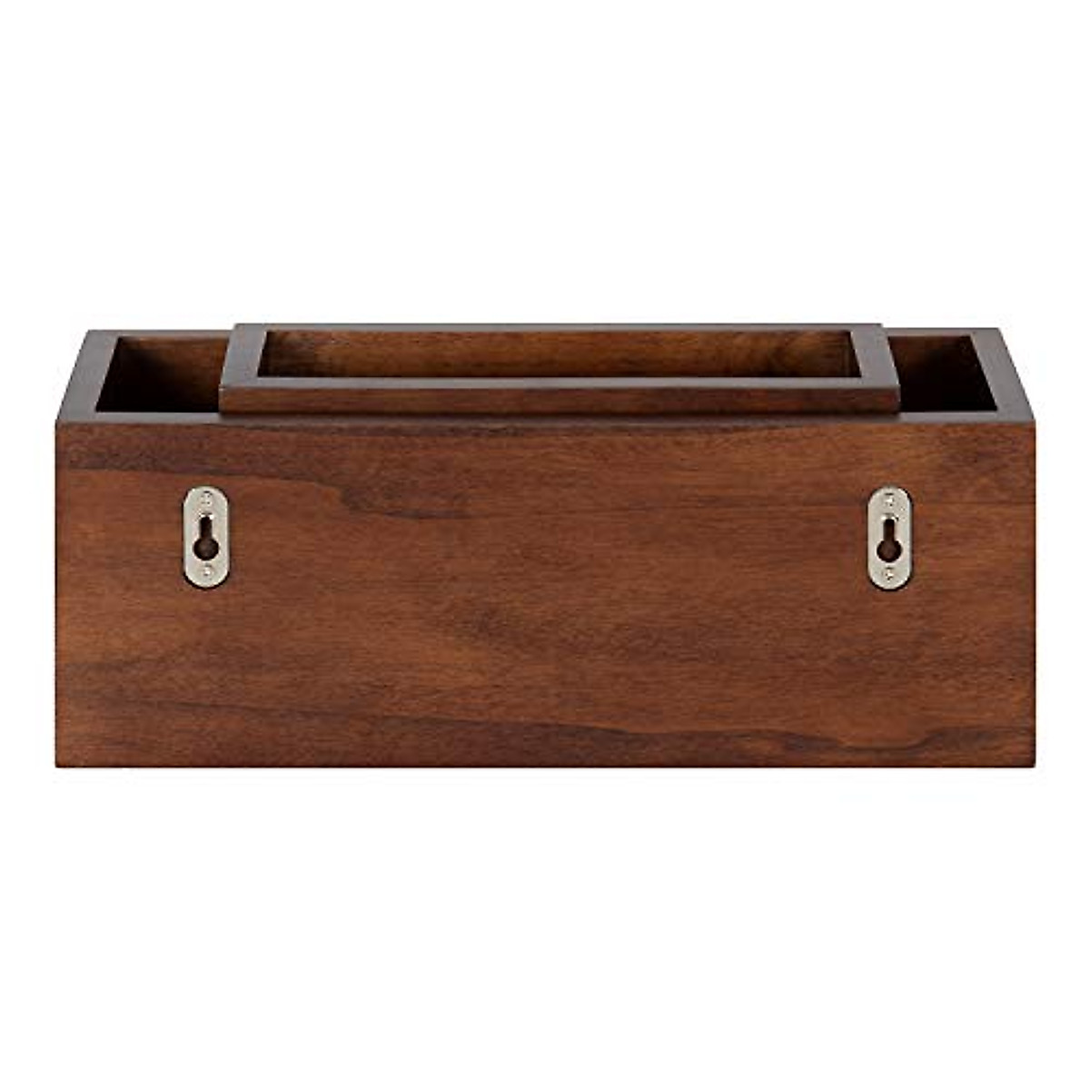 Kate and Laurel Domio Mid-Century Pocket Wall Organizer, Set of 2, Walnut Brown, Wood Office Organizer for Wall