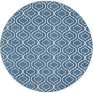 Nourison Jubilant Trellis Blue 8' x Round Area -Rug, Easy -Cleaning, Non Shedding, Bed Room, Living Room, Dining Room, Kitchen (8 Round)