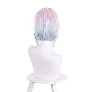 Zuoou Cyberpunk Edgerunners Lucy Cosplay Wig Synthetic Hair Heat Resistant Role Play Hairs for Halloween Christmas Carnival Party