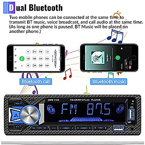 Single Din Car Stereo Receiver Support Bluetooth Hands Free Calling & Music Streaming with LCD Screen AM/FM Radio Receiver TF/AUX/USB Playback & Charging Remote Assist Control MP3 Player Head Unit