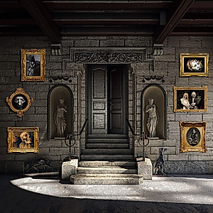 Ioffersuper 14Pcs Haunted Pictures Gothic Mansion Portraits Horror Pictures Frame 3D Face Expression Scary Picture for Haunted House Home Halloween Party Decor, with 100Pcs Self Adhesive Dots